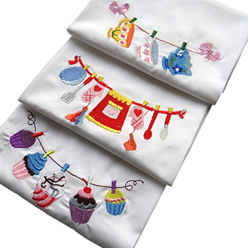Dish Cloth Kitchen towels, 3 Pack Embroidered Super Absorbent - Want It All