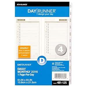 Day Runner Daily Planner Refill 2016, 5.5 x 8.5 Inches (481-125-16 ...
