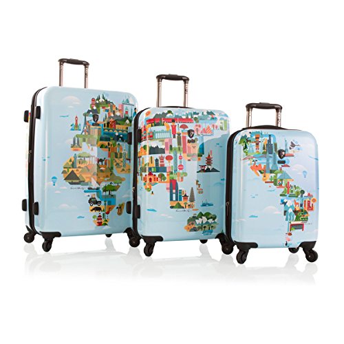 Heys America World Map 3pc Spinner Luggage Set World Map | Desertcart ...