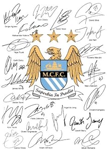 MANCHESTER CITY 2 BADGE NEW 2011/2012 SQUAD TEAM SIGNED AUTOGRAPH PHOTO ...