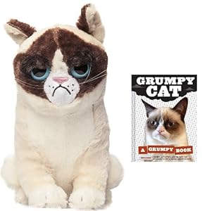 Amazon.com: Grumpy Cat Plush Stuffed Animal and Grumpy Cat Book Gift ...