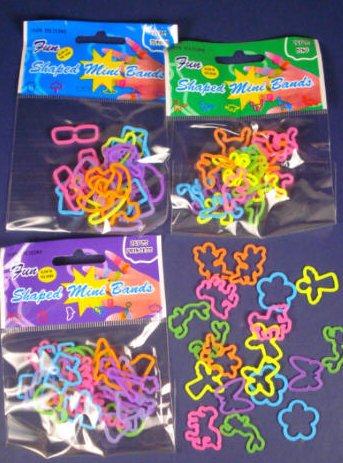 Set of Four Packs of 24 Pc Silly Shaped Mini Bandz Rings