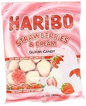Haribo Gummi Candy, Strawberries and Cream, 5-Ounce Bags (Pack of 12 ...