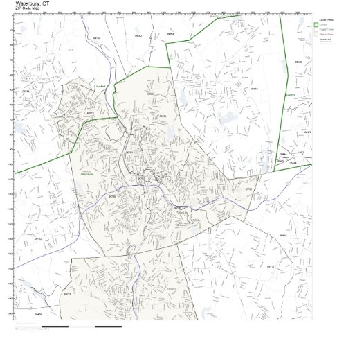 Zip Code Wall Map Of Waterbury Ct Zip Code Map | Desertcart INDIA