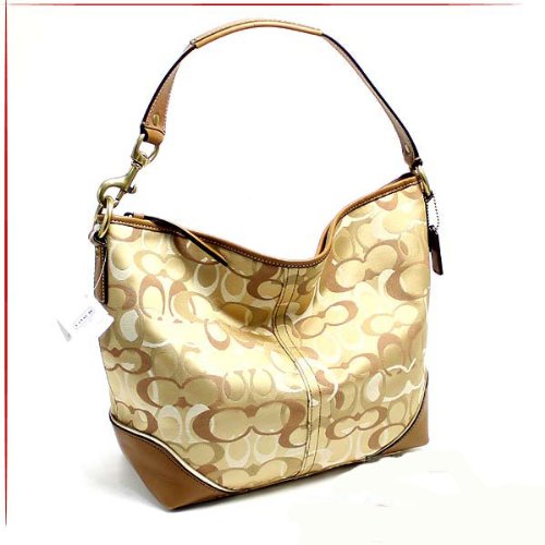 Cheap Coach Optic Signature Sarah Shoulder Khaki Doe Bag 15667