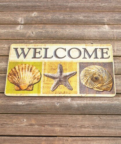 Seashells Starfish Beach Theme Welcome Door Mat Rug Nautical Coastal ...