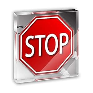 Amazon.com: Stop Sign Stylized Red Grey Acrylic Office Mini Desk Plaque ...