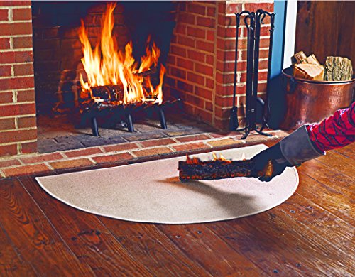 27" x 48" Flame-Resistant Fiberglass Half-Round Hearth Rug, in Tan Home ...