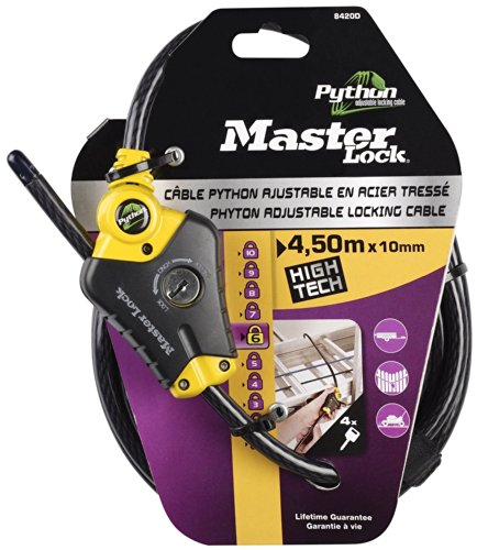 Master Lock 8420EURD – Python Cable Lock 4.5 m x Ø 10 mm Yellow Python ...