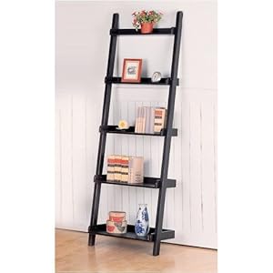 Amazon.com: Black Finish Leaning Wall Slant Book Shelf Bookcase: Home ...