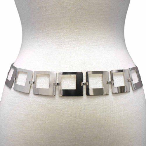 Big Open Square Retro Silver Toned Chain Link Belt | Film Star Blog