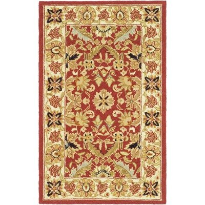 Safavieh Chelsea Collection HK157A Hand-Hooked Red and Ivory Wool Area ...