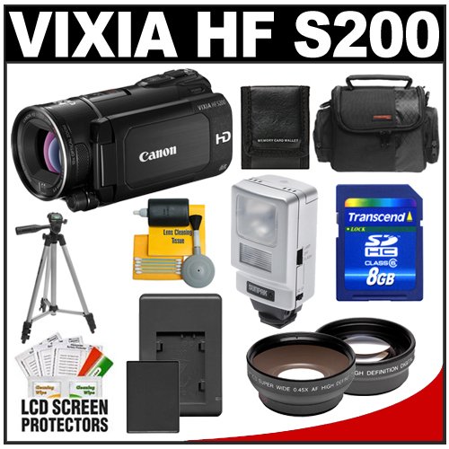 Canon Vixia HF S200 Flash Memory 1080p HD Digital Video Camcorder w/ 8 ...