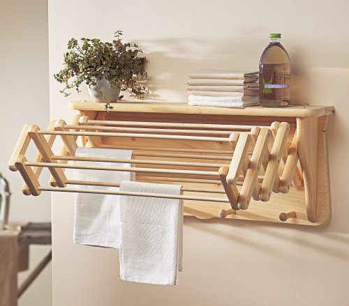 Clothes Drying Rack - Wall Mounted - wood (Unfinished White Pine) (12. ...