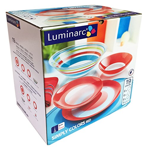 Luminarc "Simply Colors" Unbreakable Tempered Glass 19-pcs Dinnerware ...