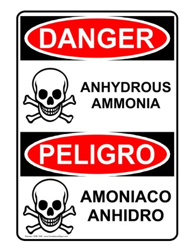 Danger Anhydrous Ammonia Amoniaco Anhidro Osha Safety Label Sticker ...