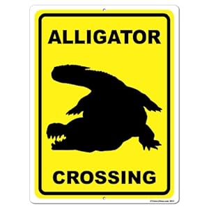 Amazon.com : Alligator Crossing 12" x 18" Aluminum Sign : Patio, Lawn ...