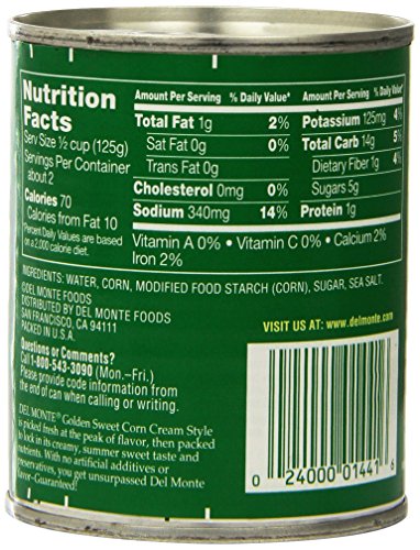 Del Monte Cream Style Corn, 8.25 Ounce (Pack of 12) Food, Beverages ...