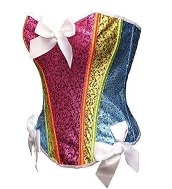 Bslingerie Women Rainbow Color Sequined Overbust Corset (M - US 8 ...