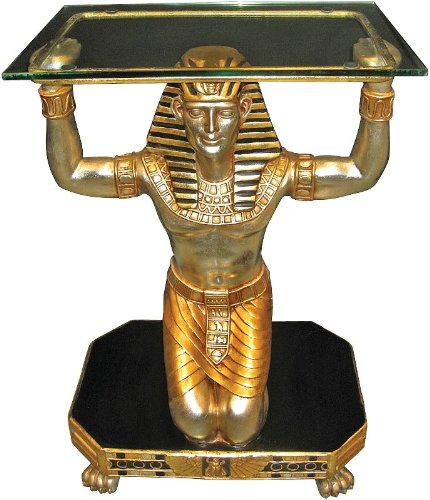 Silver & Gold Servant to the Pharaoh Glass-Topped Console Table ...