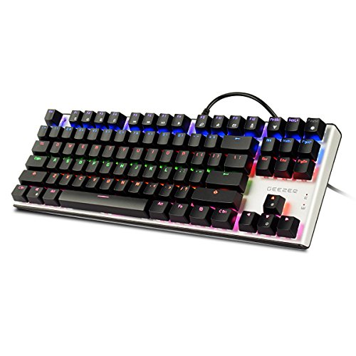 [아마존딜] Tenkeyless Mechanical Keyboard USB LED Gaming Keyboard with Blue ...