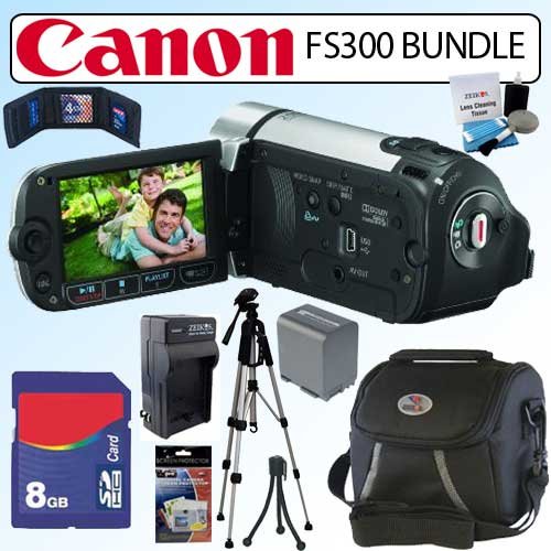 Canon FS300 41x Flash Memory Camcorder in Silver with 8GB Deluxe ...