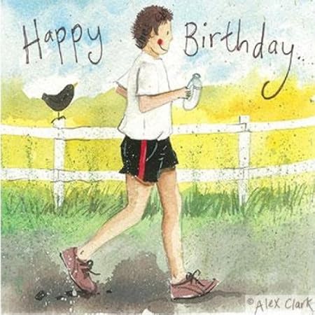 Runner Birthday Card by Alex Clark, Male, Man Running, Jogger Greeting Card