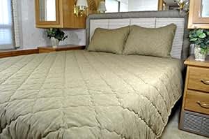Amazon.com: Solid Color Short Queen RV Bedspread 3 pc set Camper, RV ...
