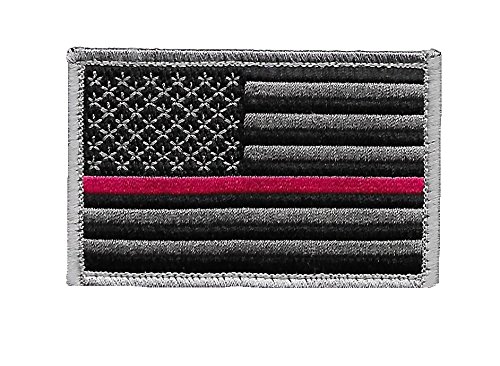 US Flag Thin Red Line Patch for Firefighters and Paramedics with Hook ...