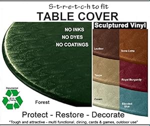 Amazon.com : Fitted Round Elastic Edge Vinyl Tablecloth Table Cover ...