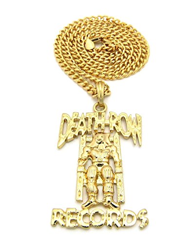 New Tupac Death Row Records Pendant Cuban Chain Necklace Set ...