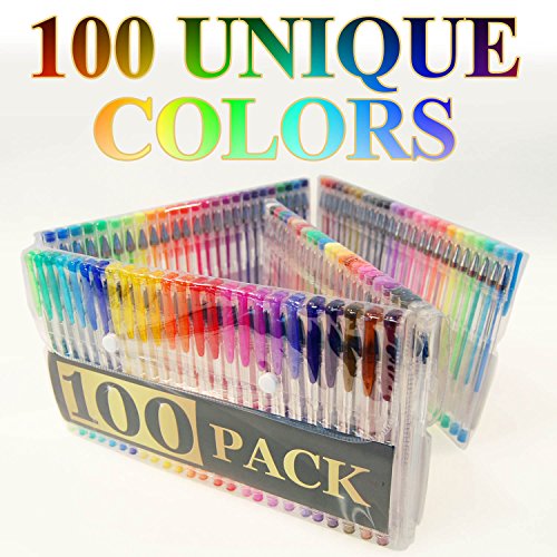 100 Gel Pens with Case (EXTRA LARGE SET) - 100 Individual Colors (No ...