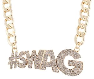 Amazon.com: Goldtone with Clear Iced Out #SWAG Pendant with a 22 Inch ...