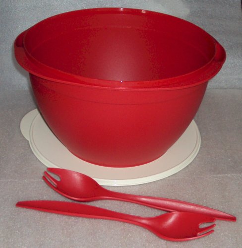 ==Tupperware Maxi Salad 42 Cups Bowl with Serving Forks Red | rruvodtnvf