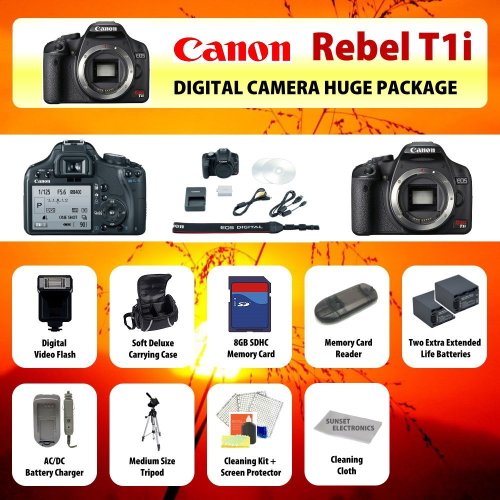 Black Friday Canon EOS Rebel T1i (500D) Digital SLR Camera Body + 2 ...