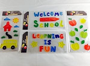 Amazon.com - "Back to School" Window Gel Cling Set, Multi-colored with ...