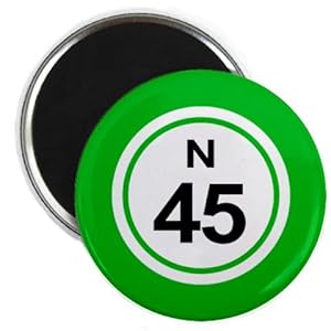 Amazon.com: Bingo Ball N45 FORTY-FIVE Green 2.25 inch Fridge Magnet ...