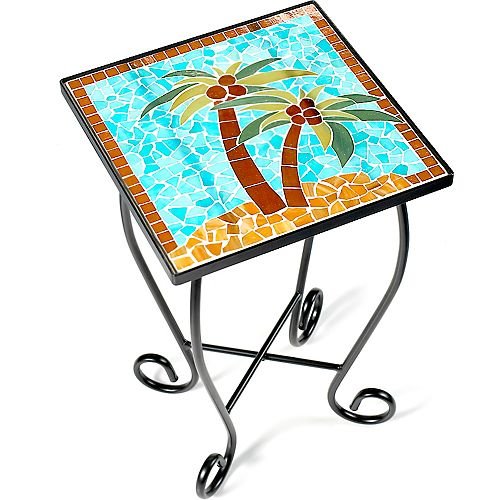 Mosaic Palm Tree Accent Table - FindGift.com