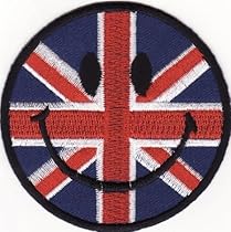 Smile Smiley Happy Face Union Jack Embroidered Iron on Patch ...