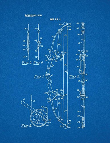 Compound Archery Bow Patent Art Blueprint Poster (8.5" x 11") Sporting ...