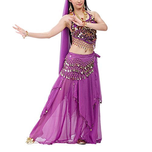 BellyLady Halloween Belly Dance Costume, Halter Bra Top, Hip - Want It All
