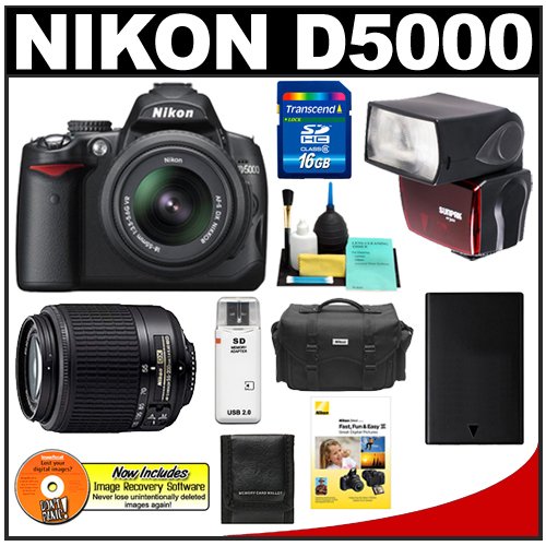 Nikon D5000 Digital SLR Camera w/ 18-55mm VR Lens & 55-200mm VR Zoom ...