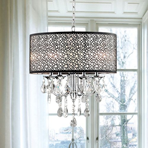 Drum Shade Chandeliers with Crystals