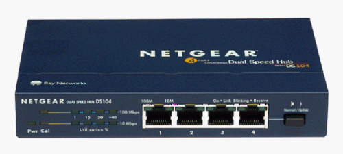 Cheap Netgear DS104 4-Port 10/100 Dual Speed Hub with Uplink Button ...