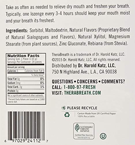TheraBreath Dentist Recommended Dry Mouth Lozenges, Sugar Free ...