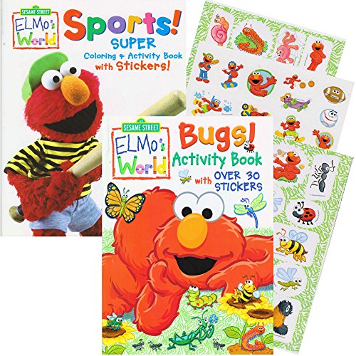 Sesame Street Elmo Coloring Book Set with Stickers (2 Book Set) Media ...