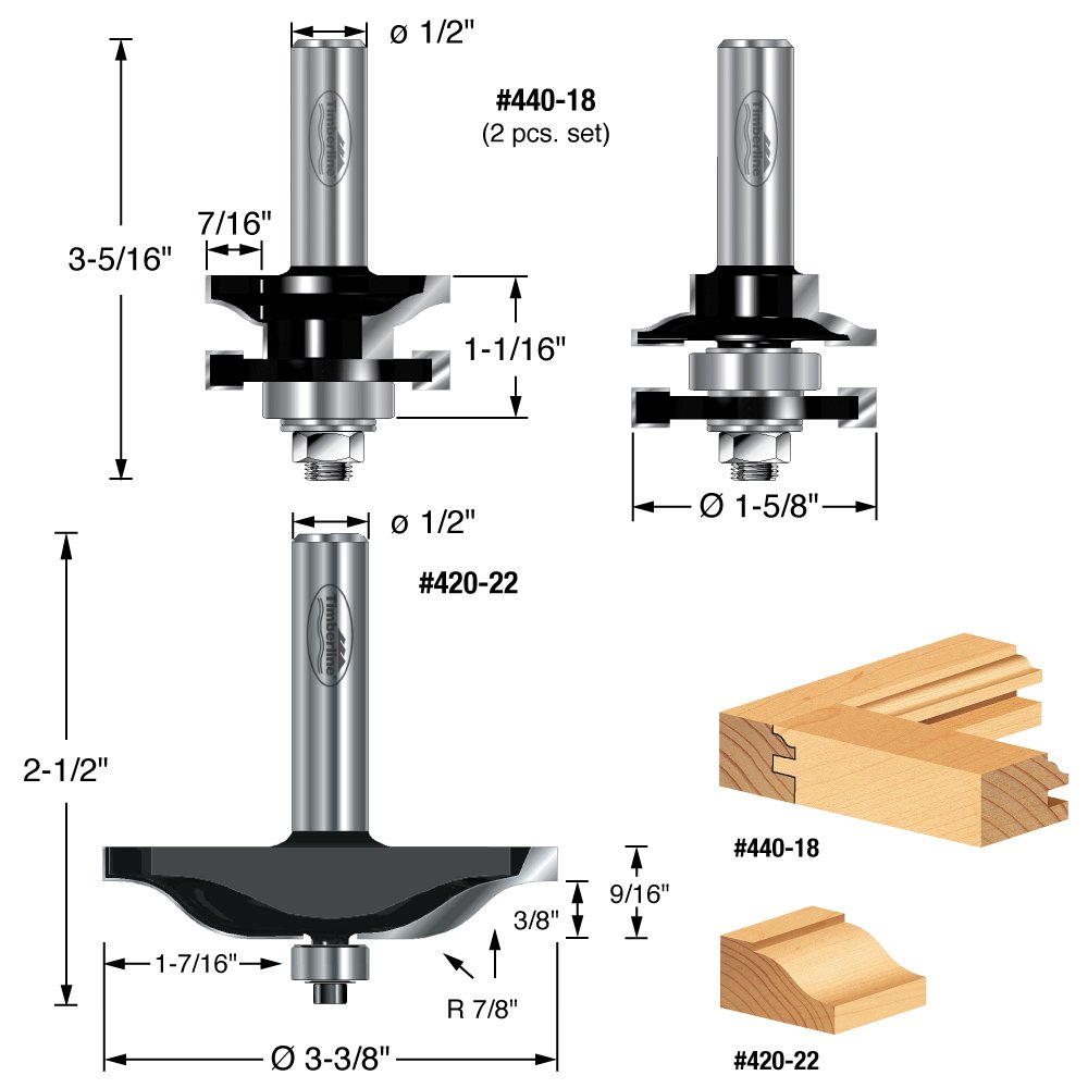 Timberline from Amana Tool TRS 260 Router Bit Set with 3 router bits ...