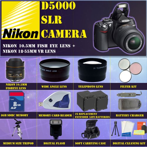 Nikon D5000 12.3 MP DX Digital SLR Camera with 2.7-inch Vari-angle LCD ...