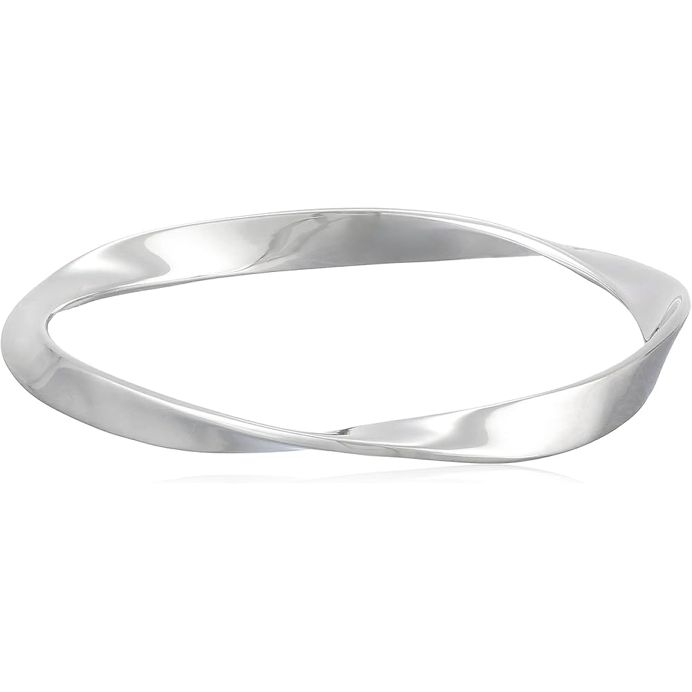 ELLE Jewelry 8-inch Twisted Sterling Silver Bangle Bracelet | JewelryOwn