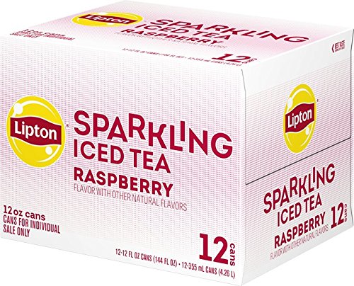 Lipton Sparkling Iced Tea, Raspberry flavor, 12oz Sleek Cans, (Pack of ...
